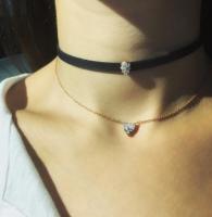 China Heart Cubic Zircon 18K Gold Plated Women's Necklace for sale
