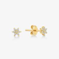 China 925 Sterling Silver Handcrafted 18K Gold Plated Simply White CZ Flower Magnetic Earring for sale