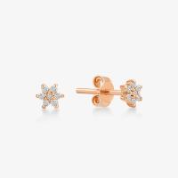 China 925 Sterling Silver Handcrafted 18K Gold Plated Simply White CZ Flower Magnetic Earring for sale