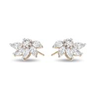 China 925 Silver Flower Stud Earrings OEM CZ Gold Plated Stud Earrings for sale