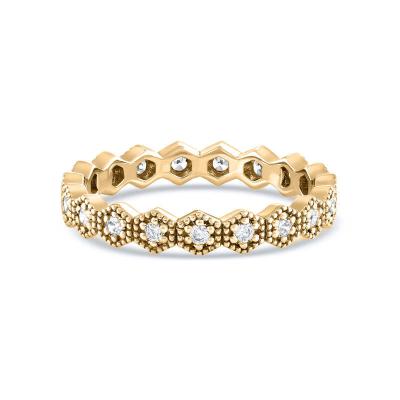 China Trendy Eternity Geometric Shape Cubic Zirconia Stackable Ring Band for Women for sale