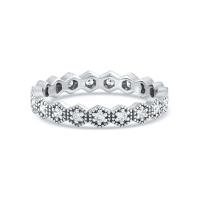 China Trendy Eternity Geometric Shape Cubic Zirconia Stackable Ring Band for Women for sale