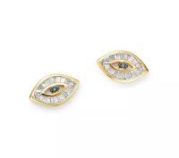 China Blue Gemstone White Cubic Zirconia Ear Studs Baguette Cut 925 Sterling Silver for sale