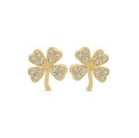 China 18K Gold Plated 925 Sterling Silver Clover Stud Earring for sale