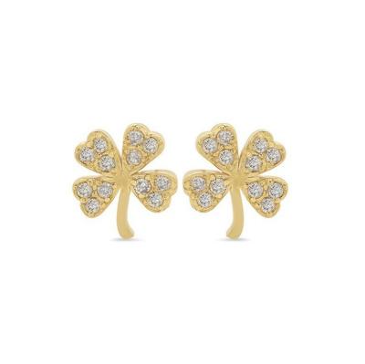 China 18K Gold Plated 925 Sterling Silver Clover Stud Earring for sale