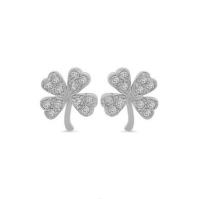 China 18K Gold Plated 925 Sterling Silver Clover Stud Earring for sale