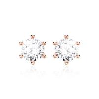 China Six Claw White CZ Stud Earrings 925 Sterling Silver 18K Cubic Zirconia Stud Earrings for sale