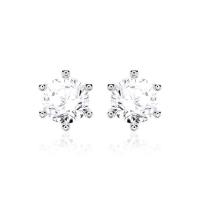 China Six Claw White CZ Stud Earrings 925 Sterling Silver 18K Cubic Zirconia Stud Earrings for sale
