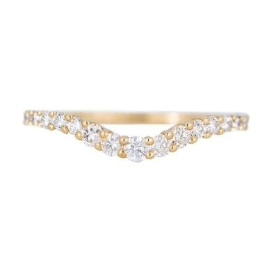 China 925 Sterling Silver Curved Diamond CZ Engagement Ring Stack Wedding Band for sale