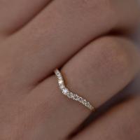 China 925 Sterling Silver Curved Diamond CZ Engagement Ring Stack Wedding Band for sale