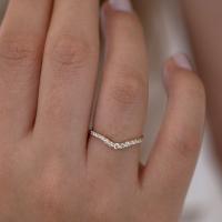 China 925 Sterling Silver Curved Diamond CZ Engagement Ring Stack Wedding Band for sale