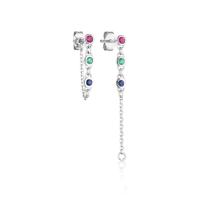 China Drop Bezel White Diamond 925 Sterling Silver Chain Earrings Fashion for sale
