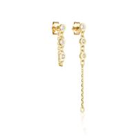 China Drop Bezel White Diamond 925 Sterling Silver Chain Earrings Fashion for sale