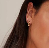 China S925 Silver Thick Squared Hoop Freshwater Pearl Drop Earrings OEM for sale