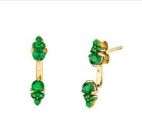 China White Cubic Zircon Cluster Diamond Stud Jacket Earrings 925 18K Gold Plated for sale