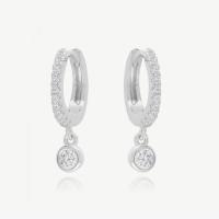 China 18K Gold Plated S925 Silver Tiny Huggies Single Bezel Stone Hoops Earrings for Women for sale