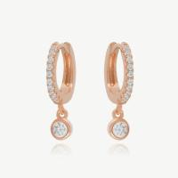 China 18K Gold Plated S925 Silver Tiny Huggies Single Bezel Stone Hoops Earrings for Women for sale