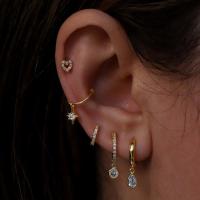China 18K Gold Plated S925 Silver Tiny Huggies Single Bezel Stone Hoops Earrings for Women for sale