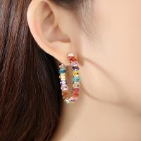 China Colorful Brazilian 18K Gold Hoop Earrings Oval Cut Brass Earrings Hoops for sale