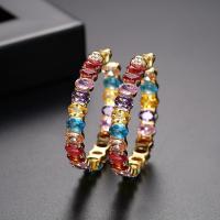 China Colorful Brazilian 18K Gold Hoop Earrings Oval Cut Brass Earrings Hoops for sale