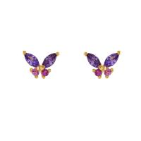 China 18K Gold Marquise Cut Turquoise CZ 925 Sterling Silver Butterfly Stud Earrings for Women for sale