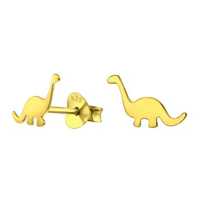 China Children'S Dinosaur Gold Plated Stud Earrings 925 Sterling Silver Mini for sale