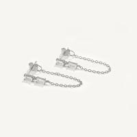 China Sales Baguette Cubic Zircon Threader Stud Earring Jewelry 925 Sterling Silver for Women for sale