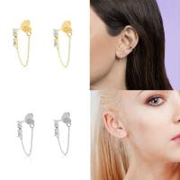 China Sales Baguette Cubic Zircon Threader Stud Earring Jewelry 925 Sterling Silver for Women for sale