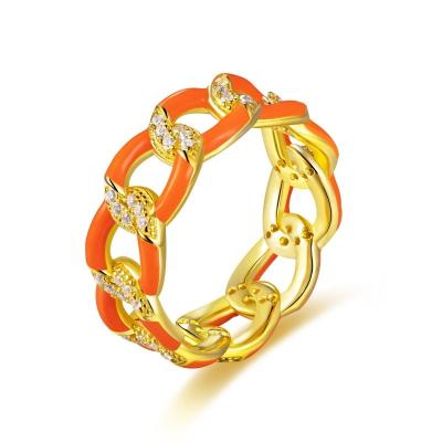 China 925 Sterling Silver Twist Ring Gold Plated Enamel Women'S Engagement Bands for sale