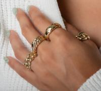 China Stunning Baroque 14K Gold Gradient Twist 925 Sterling Silver Women's Ring Tarnish Free Jewelry for sale