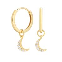 China Dangle Moon Hoop Earrings 925 Silver for Women Brazilian Gold Plated 18K Custom Jewelry for sale