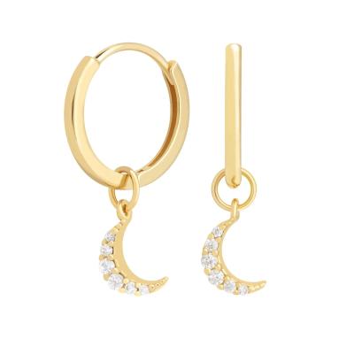 China Dangle Moon Hoop Earrings 925 Silver for Women Brazilian Gold Plated 18K Custom Jewelry for sale
