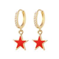 China Colorful Enamel Star Hoop Earrings Real 925 Sterling Silver Earrings Rhodium Plated for sale