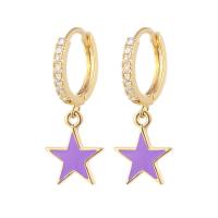 China Colorful Enamel Star Hoop Earrings Real 925 Sterling Silver Earrings Rhodium Plated for sale