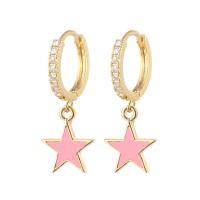 China Colorful Enamel Star Hoop Earrings Real 925 Sterling Silver Earrings Rhodium Plated for sale