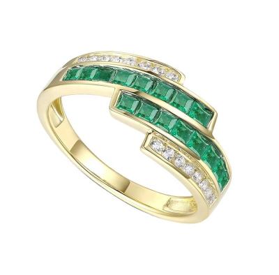 China Prong Setting Emerald Ruby Women'S Diamond Statement Rings Size 6- Size 10 for sale