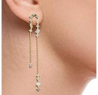 China 2024 Brazilian Gold Plating Drop Chain Earrings Women 925 Sterling Silver Earrings for sale