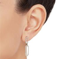China White Cubic CZ 18K Gold Plating Pave Link Drop Earrings Women Fashion Jewellery for sale