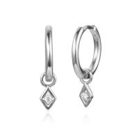 China Option Stone Color Trendy 18k Real Gold Plated Hoop Dangle Earring in 925 Sterling Silver for sale