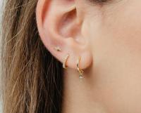 China Option Stone Color Trendy 18k Real Gold Plated Hoop Dangle Earring in 925 Sterling Silver for sale