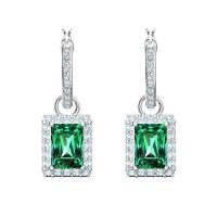 China Green CZ Diamond 925 Sterling Silver Classic Luxury Hoop Earrings for Women's Fashion for sale