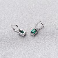 China Green CZ Diamond 925 Sterling Silver Classic Luxury Hoop Earrings for Women's Fashion for sale