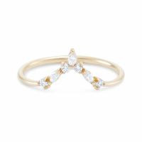 China V-Shaped Stacking Rings with Around and Marquise White CZ in 925 Sterling Silver for sale