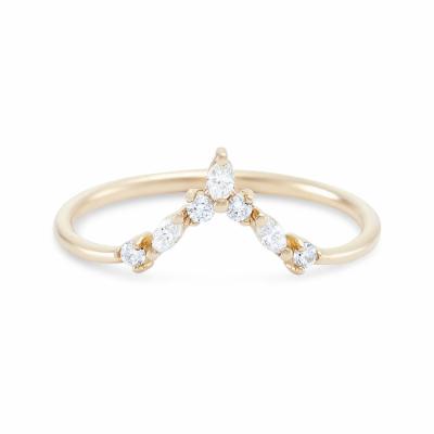 China V-Shaped Stacking Rings with Around and Marquise White CZ in 925 Sterling Silver for sale