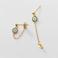 China 925 Sterling Silver CZ Diamond Gold Plated Eye Stud Earrings for Women Silver/Brass for sale