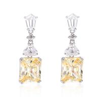 China Yellow CZ Drop Earrings White Gold Plated 925 Cubic Zirconia Drop Earrings for sale