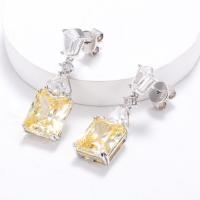 China Yellow CZ Drop Earrings White Gold Plated 925 Cubic Zirconia Drop Earrings for sale
