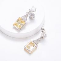 China Yellow CZ Drop Earrings White Gold Plated 925 Cubic Zirconia Drop Earrings for sale