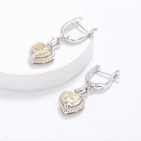 China OEM Love Heart Diamond Earrings 925 Sterling Silver Love Heart Earrings for sale