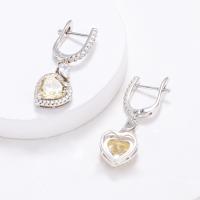 China OEM Love Heart Diamond Earrings 925 Sterling Silver Love Heart Earrings for sale